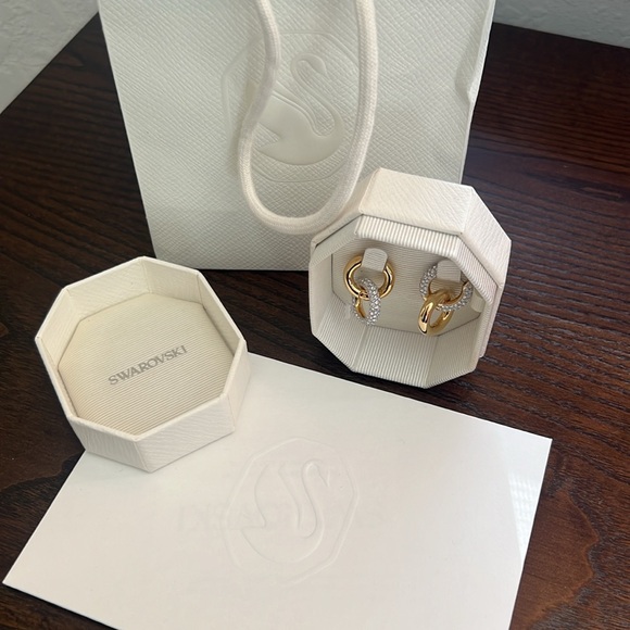 Swarovski | Jewelry | Dextera Hoop Earringsasymmetrical Design ...